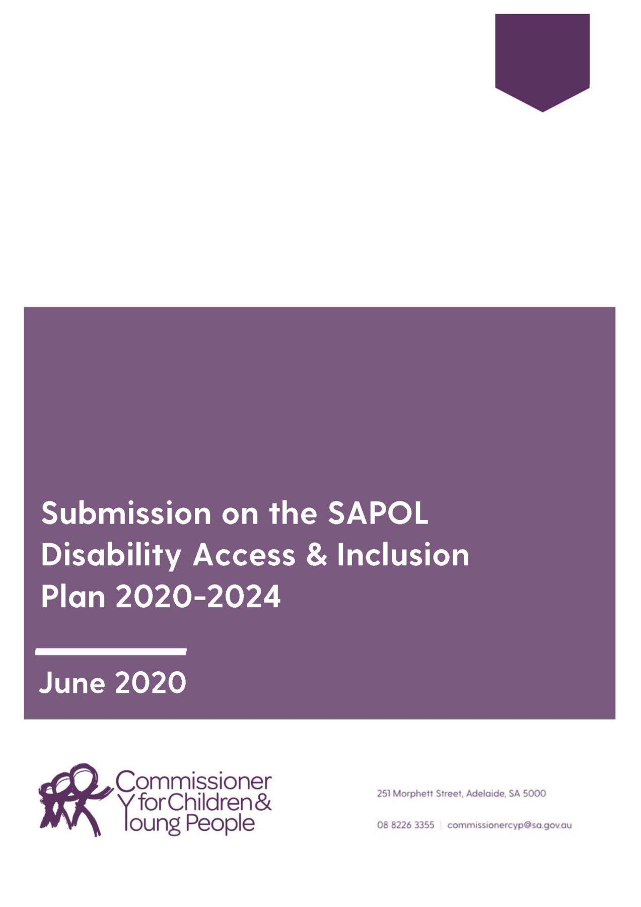 Submission on the SAPOL Disability Access & Inclusion Plan 2020-2024 ... Submission on the SAPOL Disability Access & Inclusion Plan 2020-2024 ...